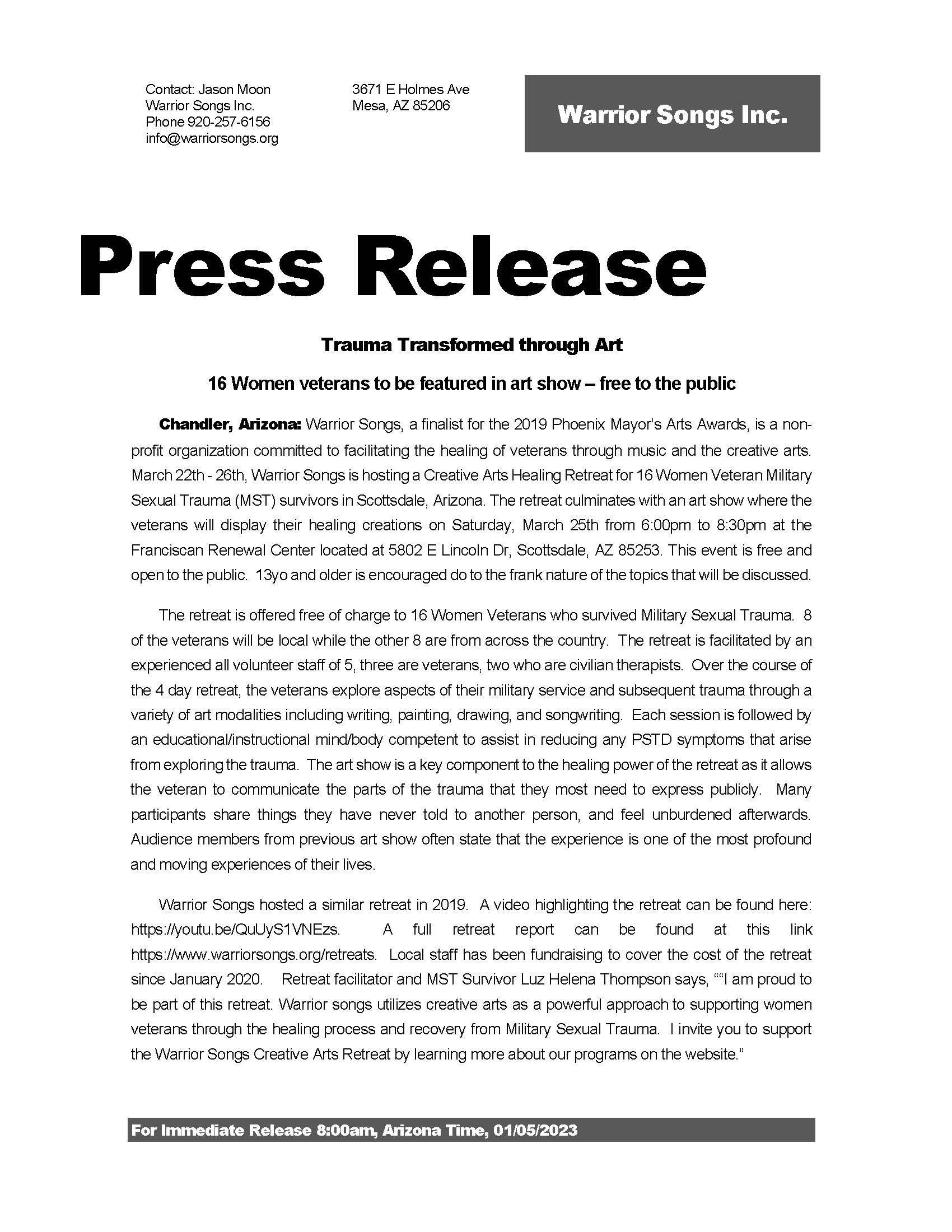 Scottsdale – Free Event supporting Women Veteran with MST – Department ...